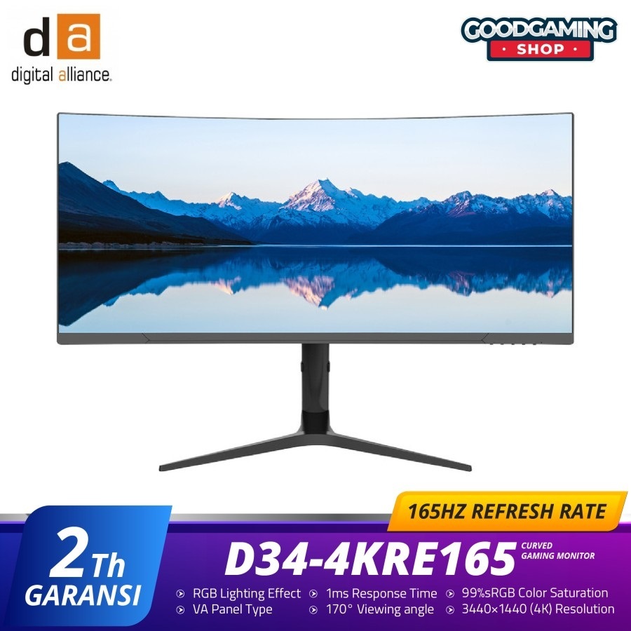 Jual Monitor LED Digital Alliance 34" 165Hz VA 4K Curved D34-4KRE165 ...