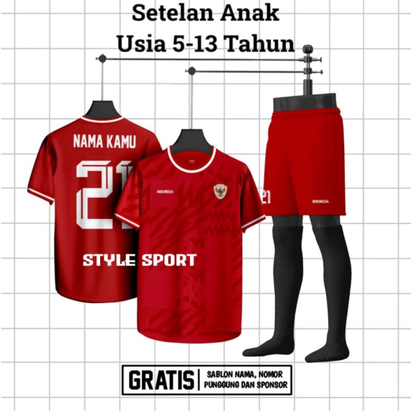 Jual FREE CUSTOM SABLON NAMA DAN NOMOR Cod Setelan Baju Bola Timnas ...