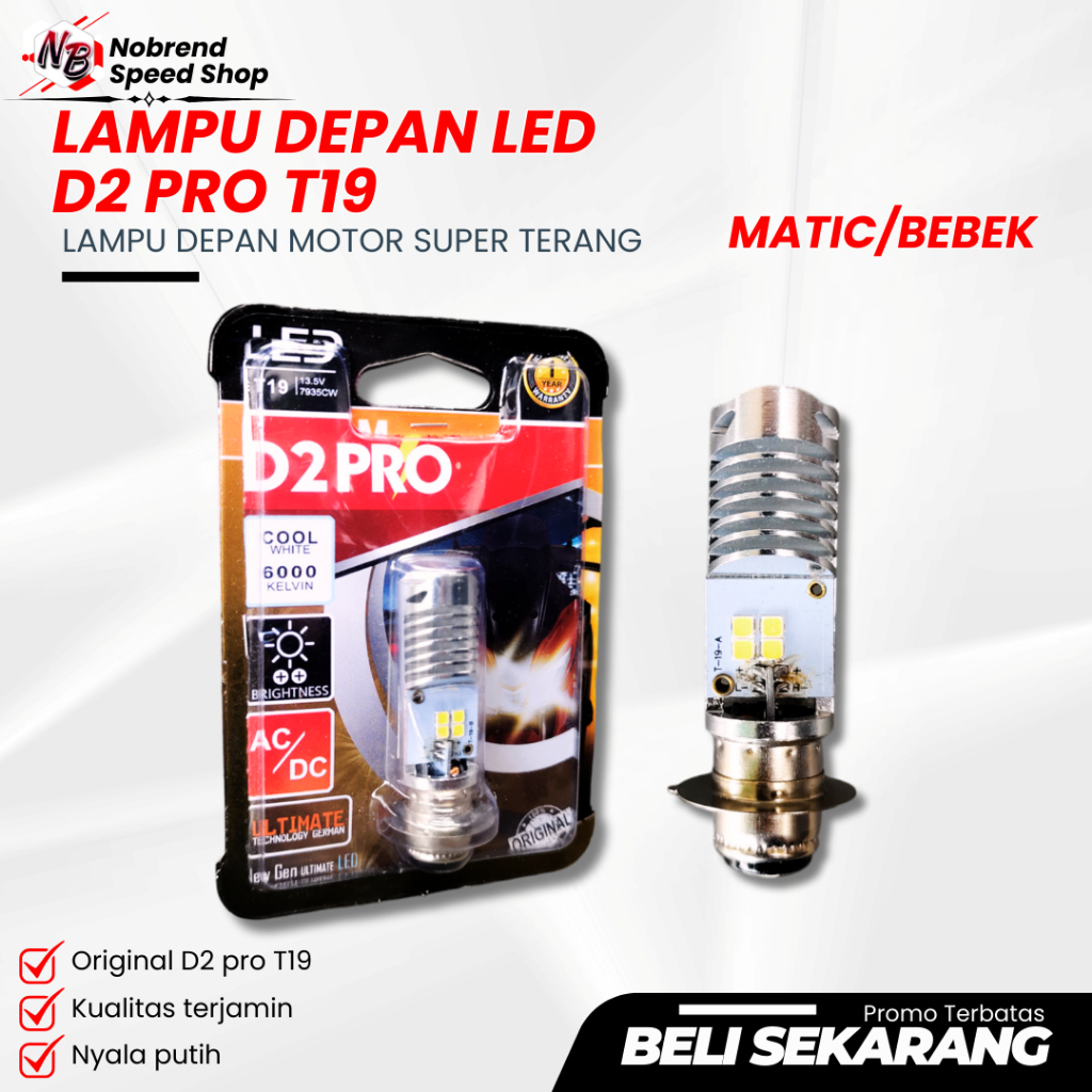 Jual LAMPU AC DC LAMPU LED UTAMA DEPAN 2LED MOTOR BEBEK ACDC DAN MATIC SOKET M5 D2 PRO LED 2 ...