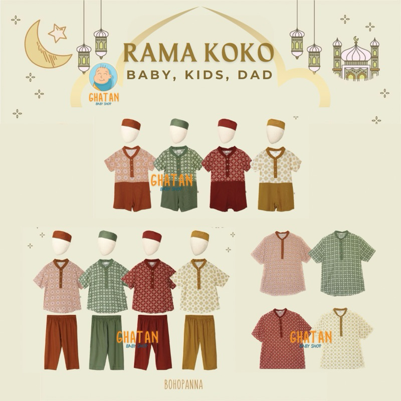 Jual BOHOPANNA BAJU KOKO SET RAMA & NOAH SET BABY, KIDS & DAD & RAYA COLLECTION BAJU MUSLIM BAYI ...