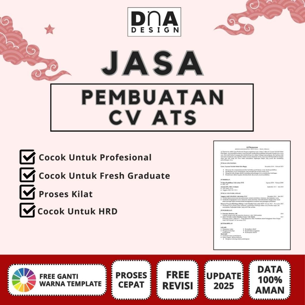 Jual Jasa Pembuatan CV ATS | Edit CV ATS | Surat Lamaran Kerja | Shopee Indonesia