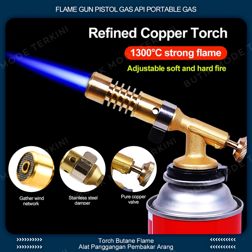 Jual Flame Gun Pistol Gas Api Portable Gas Torch Butane Flame Alat Panggangan Pembakar Arang ...