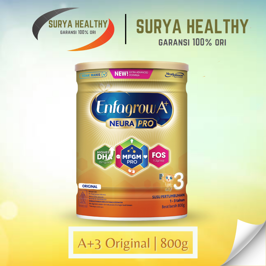 Jual ENFAGROW A+ 3 ORIGINAL/ PLAIN 800 GRAM SUSU FORMULA ANAK 1 - 3 ...