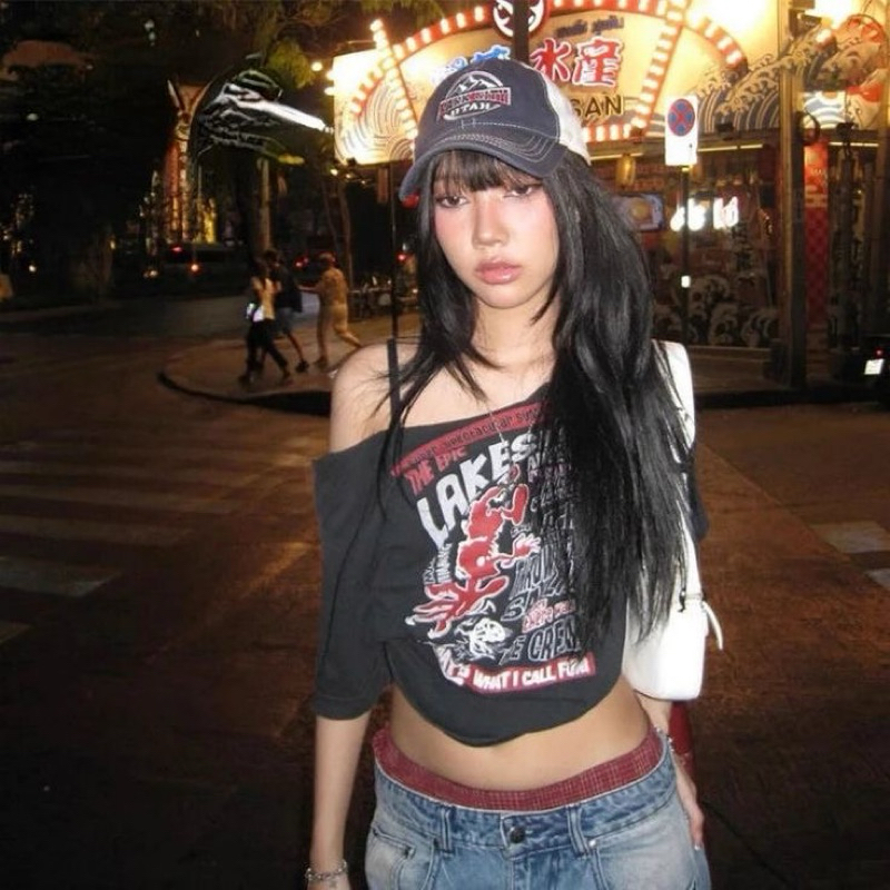 Jual lakeside offshoulder shirt asymmetrical top y2k ahs stockholm ...