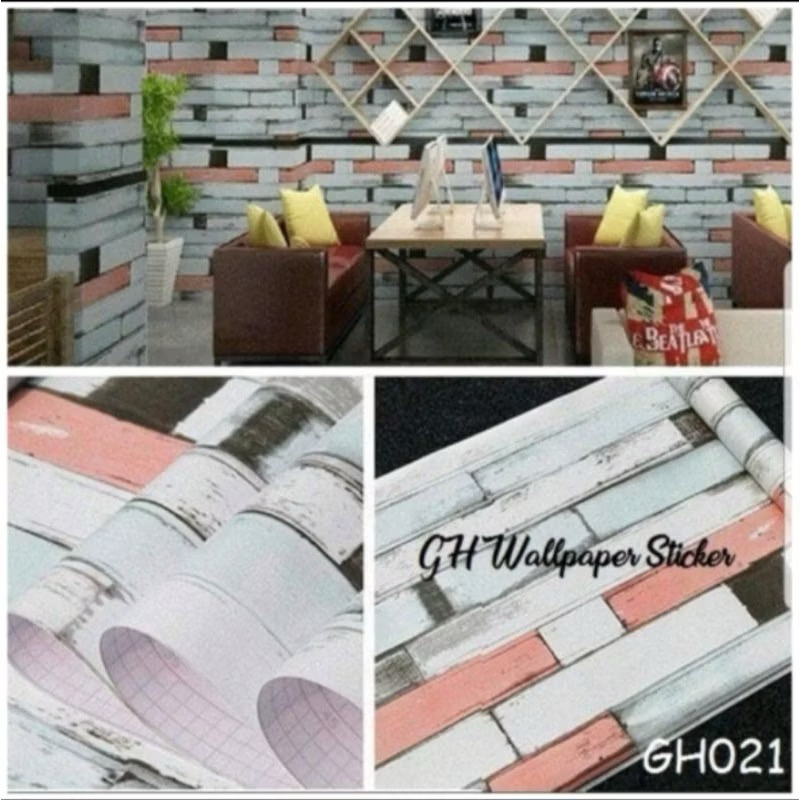 Jual wallpaper sticker dinding motif bata / wallpaper ruang tamu ...