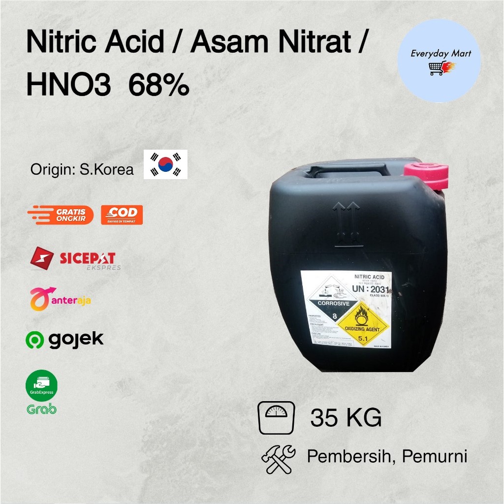 Jual Asam Nitrat / Nitric Acid 68% - HNO3 68% Ex : Korea / Jerigen 35 Kg | Shopee Indonesia