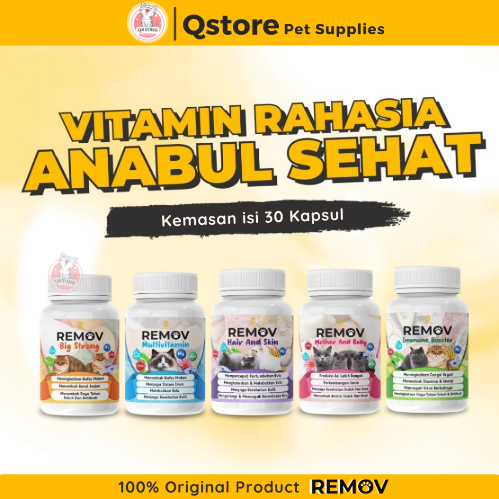 Jual Remov Vitamin Kucing 30 Kapsul Vitamin Bulu, Imun, Mother Baby ...