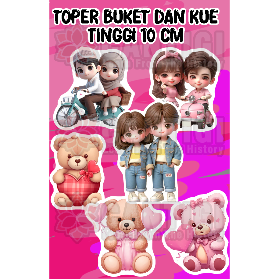 Jual Toper Buket & Kue Tema Valentine Tinggi 10 cm | Shopee Indonesia