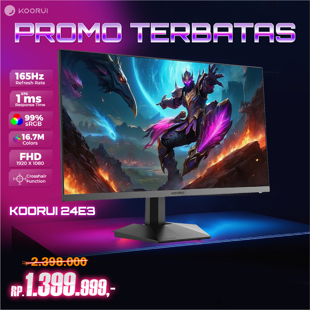 Jual KOORUI 24E3 24 inch FHD GAMING MONITOR 165Hz 1ms IPS | Shopee ...