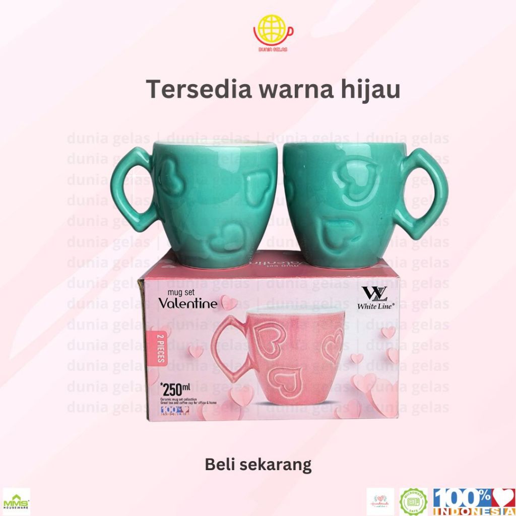 Jual 1 SET ISI 2 PCS GELAS MUG VALENTINE / GELAS SET / GELAS KADO / MUG ...