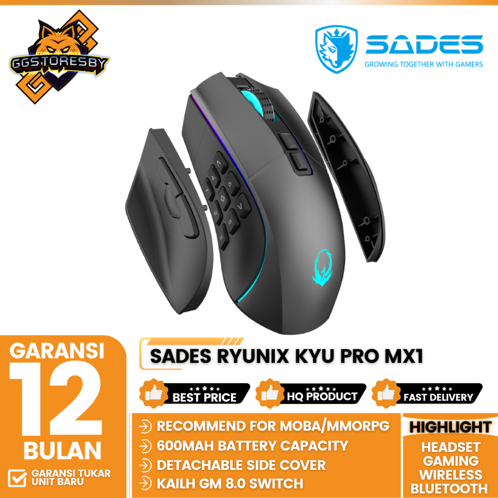 Jual Sades Ryunix Kyu Pro Mx1 Mmo Moba Wireless Gaming Mouse | Shopee Indonesia