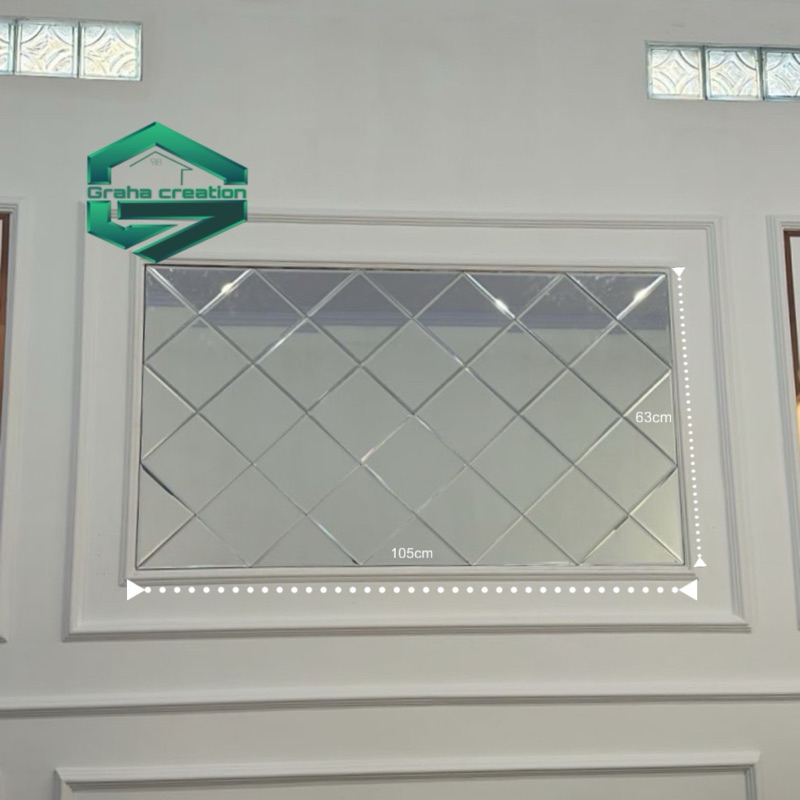 Jual paket set 15x15 ukuran 63x105 kaca cermin bevel moulding dinding ...