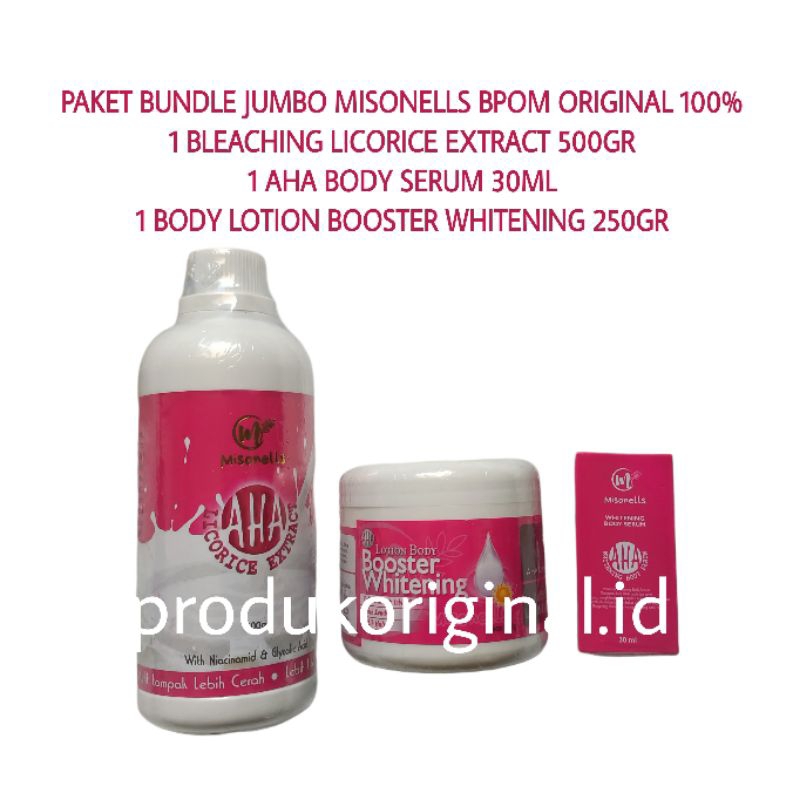 Jual PAKET JUMBO MISONELLS BLEACHING LICORICE EXTRACT 500GR AHA BODY ...