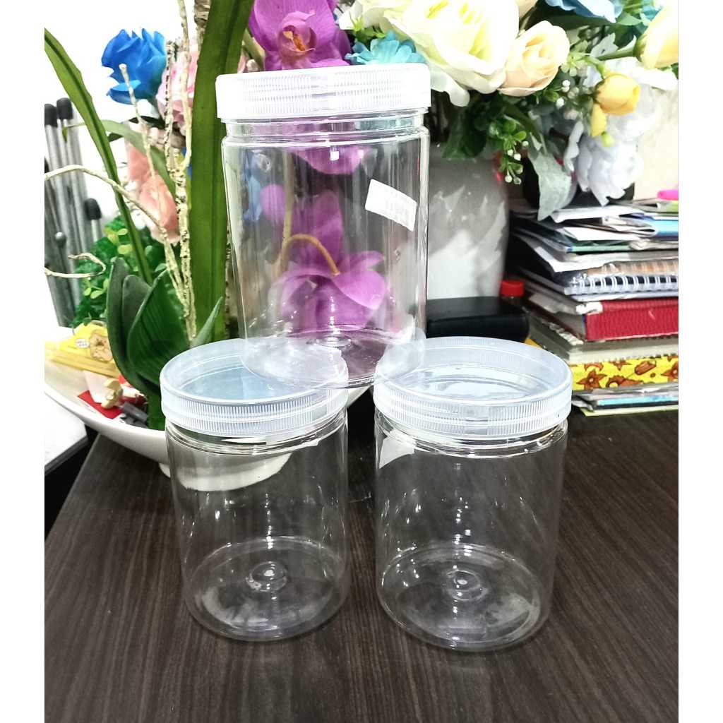 Jual Toples Pet Bulat 800 WS ( 3 PCS) | Toples Kue Tabung Plastik Putih ...