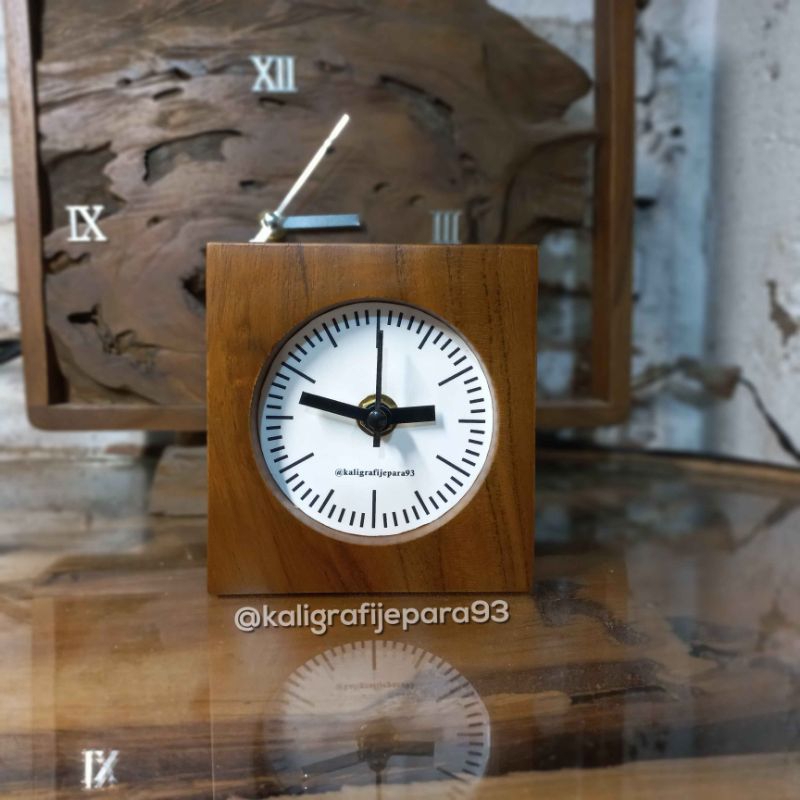 Jual Jam Meja, Jam Duduk Minimalis Kayu Jati, Souvenir Kado Unik ...