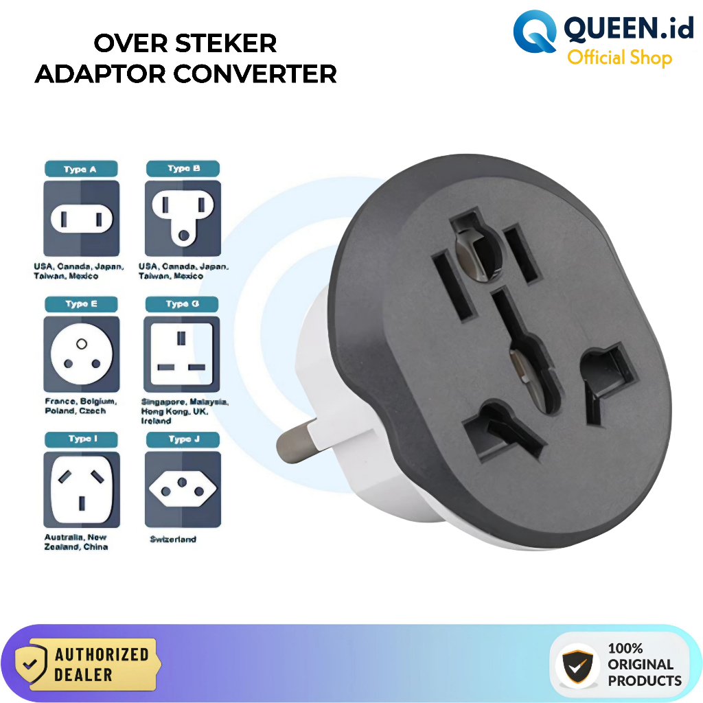 Jual QUEEN Over Steker Adaptor Universal EU Plug 16A Colokan Sambungan Stop Kontak Adapter ...