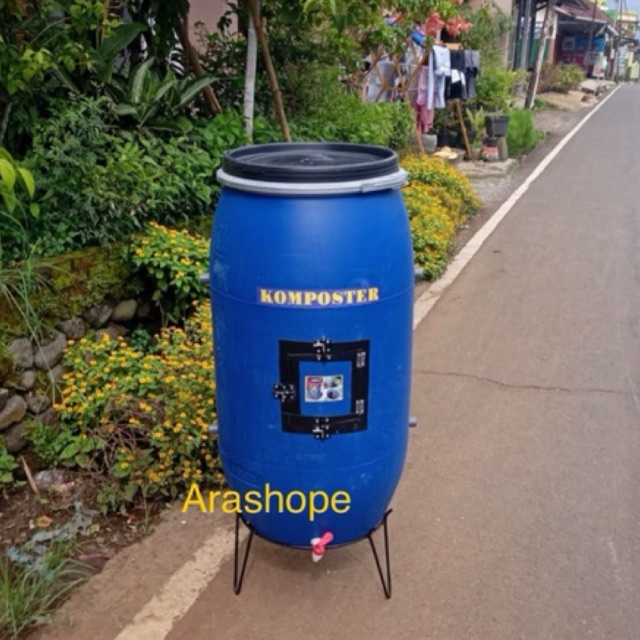 Jual Drum komposter 150 liter + Rak kaki /drum sampah organik/pupuk ...