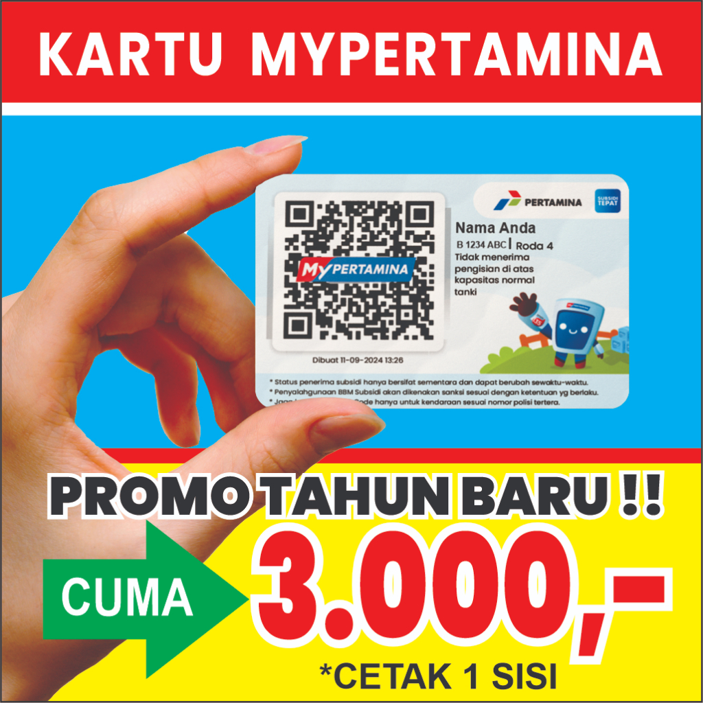 Jual Cetak Kartu Barcode MyPertamina Subsidi Custom Mobil Murah Bagus ...