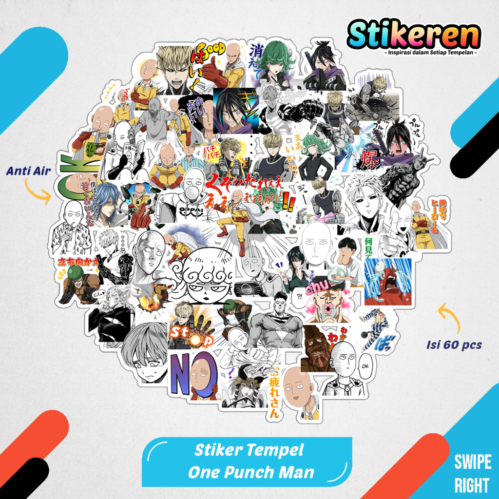Jual Stiker One Punch Man Anime Kartun Film Paper Vinyl Dekorasi Laptop ...