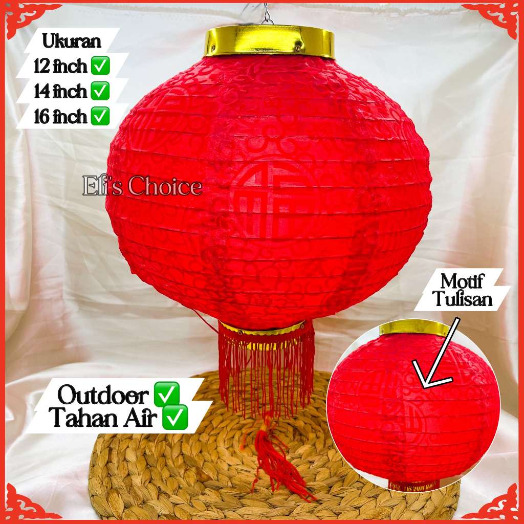 Jual Lampion Kain Merah Motif Tulisan Mandarin Lampion Imlek Outdoor ...