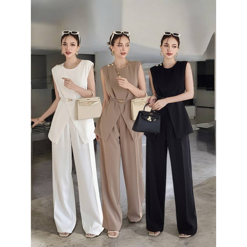 Jual Hiso Set (Korean Sleeveless Long Top Pants Set Cotton Candy Import Bangkok) | Shopee Indonesia