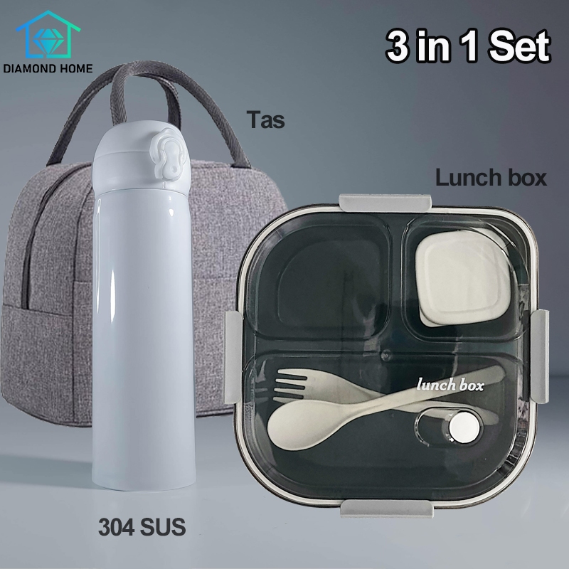 Jual Kotak Makan Set Bekal Lunch Box 1100ml Anti Tumpah Bebas BPA Microwaveable | Shopee Indonesia