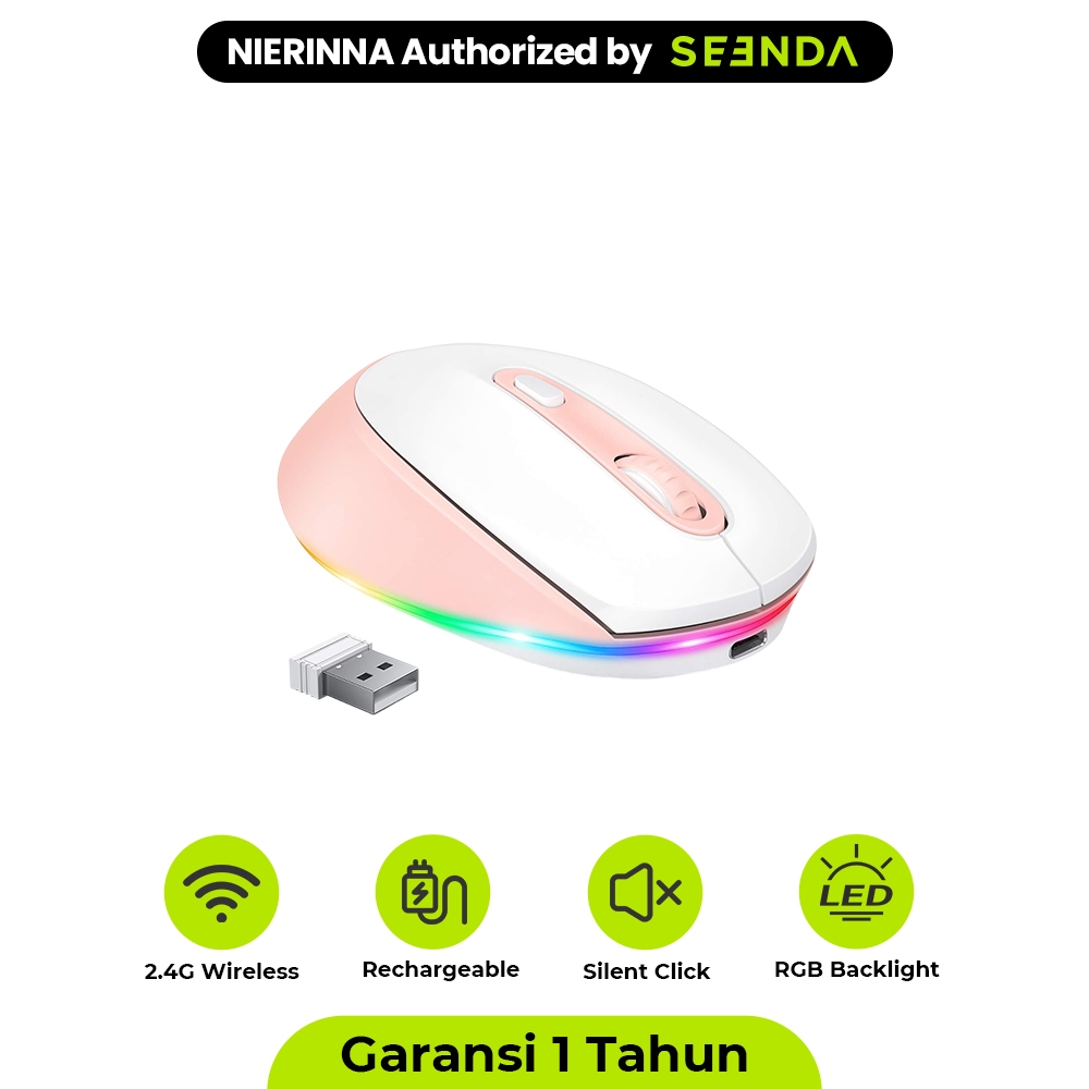 Jual SEENDA FGM02 Mouse Wireless Rechargeable Silent Click Lampu RGB ...