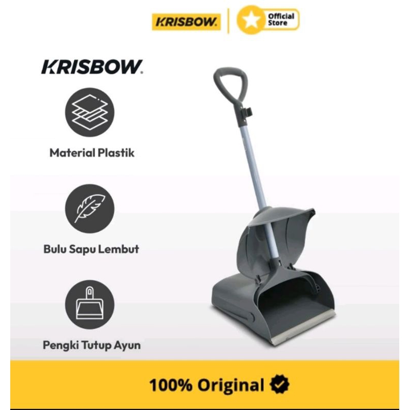 Jual Krisbow Dust Pan Upright With Broom Pengki & Sapu - Abu-Abu ...