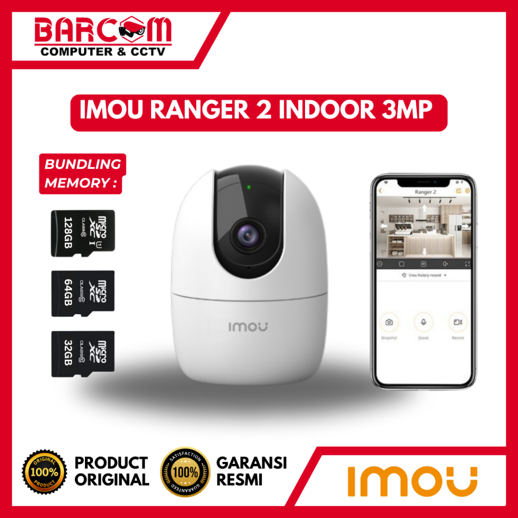 Jual IMOU RANGER 2 3MP BUNDLING MEMORI 32GB/64GB/128GB INDOOR WIFI ...