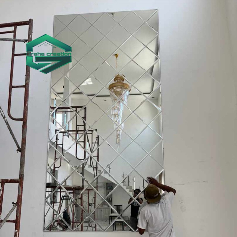 Jual paket set 20x20 ukuran 140x224 kaca cermin bevel kaca moulding ...