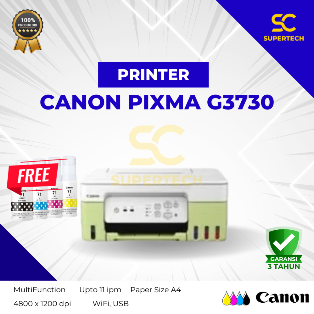 Jual !! Kyutt Maximal !! CANON PIXMA G3730 YELLOW-GREEN COLOR ALL-IN ...