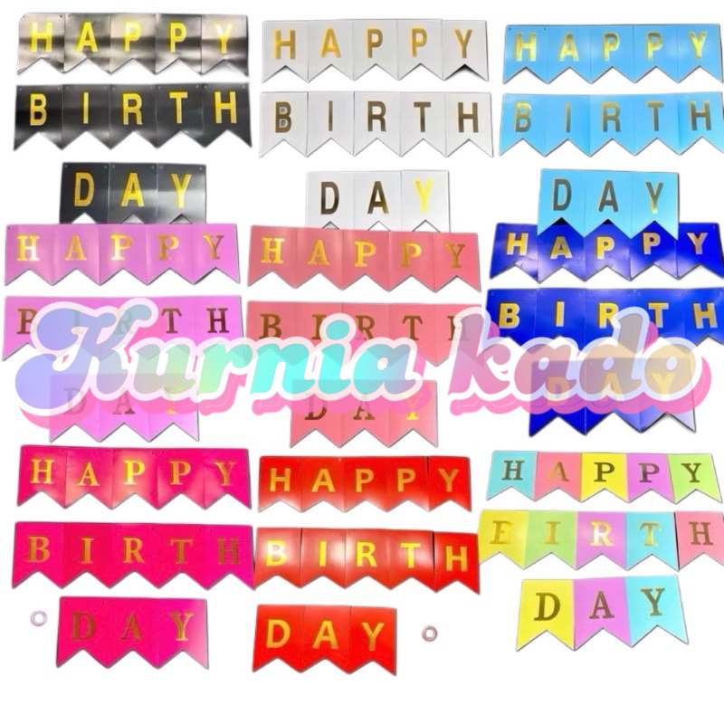 Jual Banner ulang tahun Happy Birthday Polos Warna netral warm Bunting ...