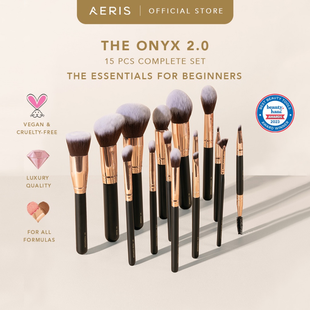 Jual Aeris Beauté The Onyx 2.0 Brush Set - 15 pcs Complete Set | Brush Make Up Set Kuas Rias ...