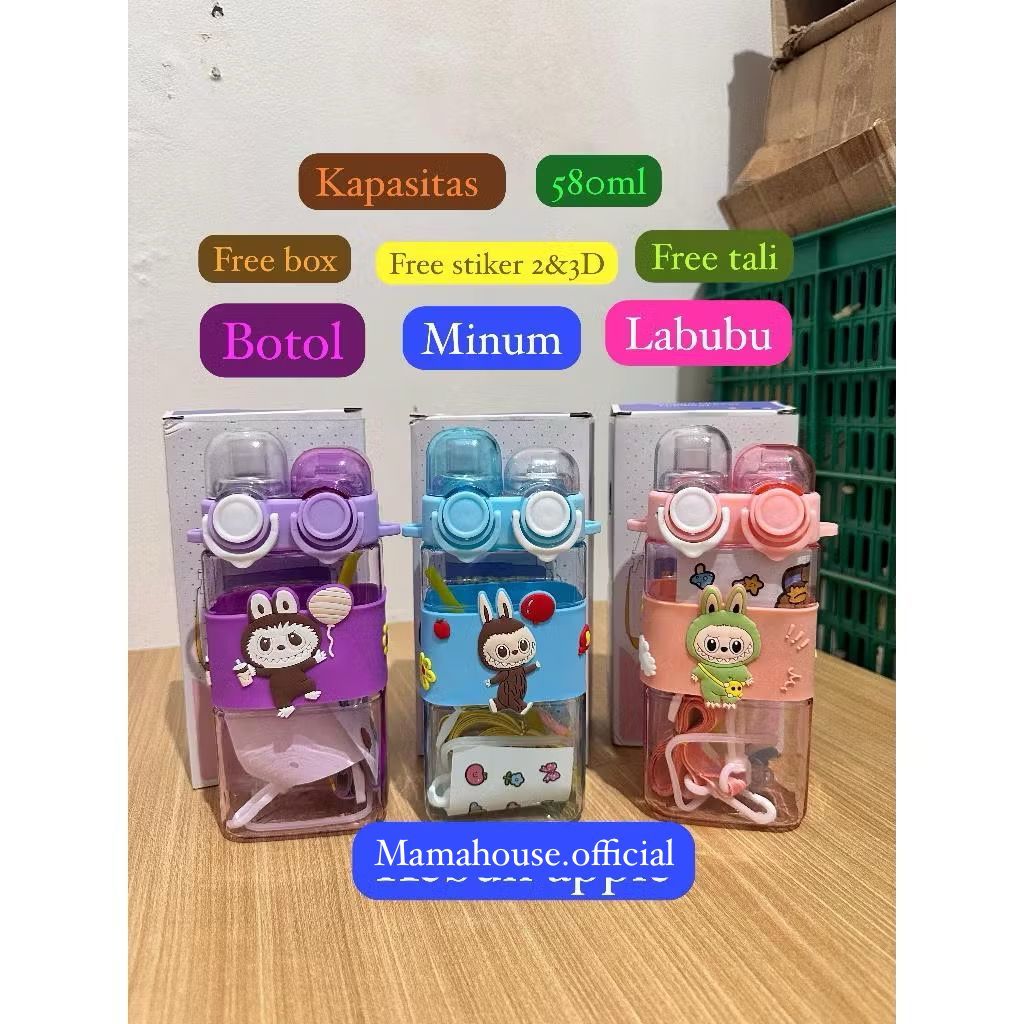 Jual BOTOL MINUM 2IN1 MODEL TEGUK & HISAP MOTIF LABUBU 580ML ANTI ...
