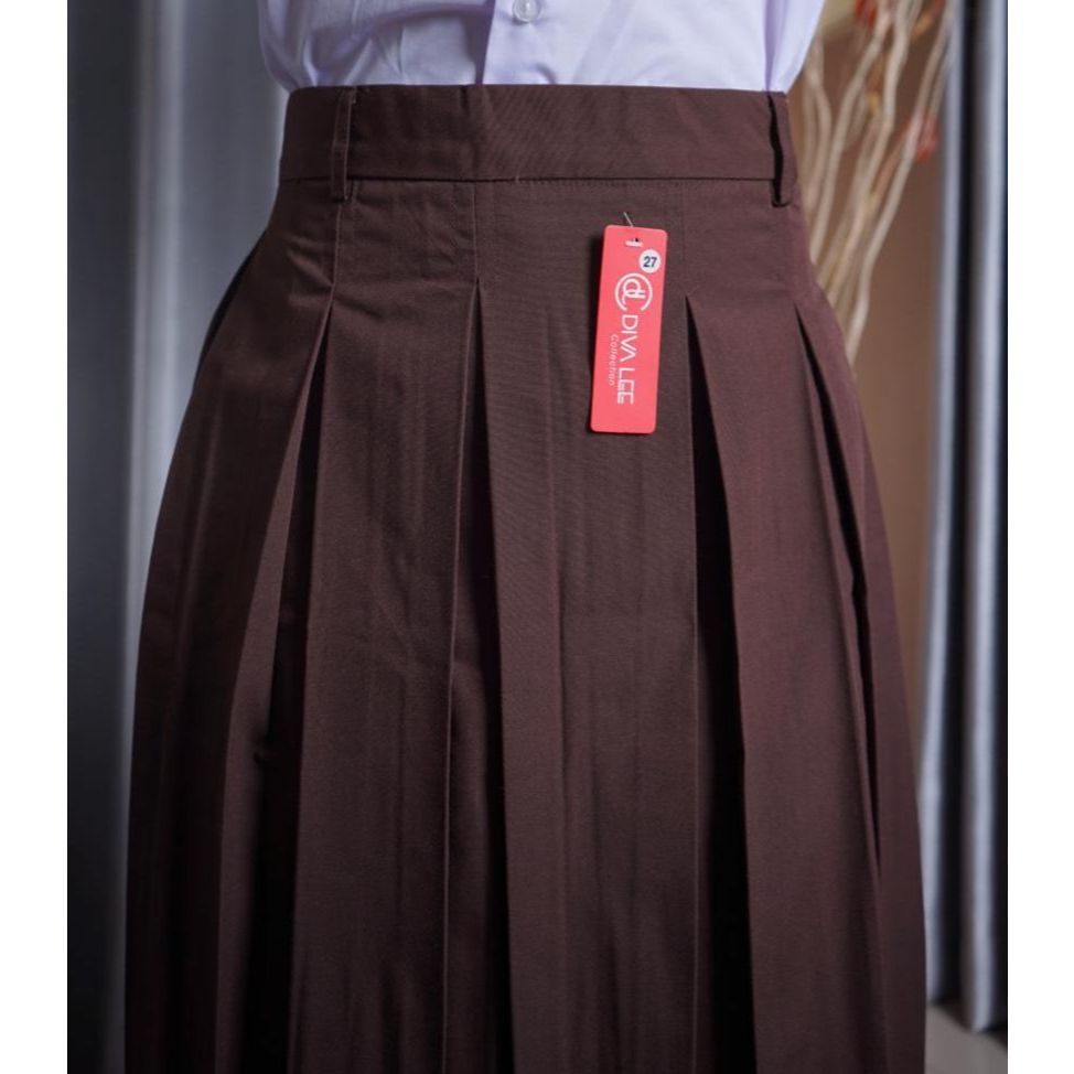 Jual DIVA LEE - Amanda Rok Seragam Sekolah Pramuka Rempel Warna Cokelat Panjang 100cm | Shopee ...