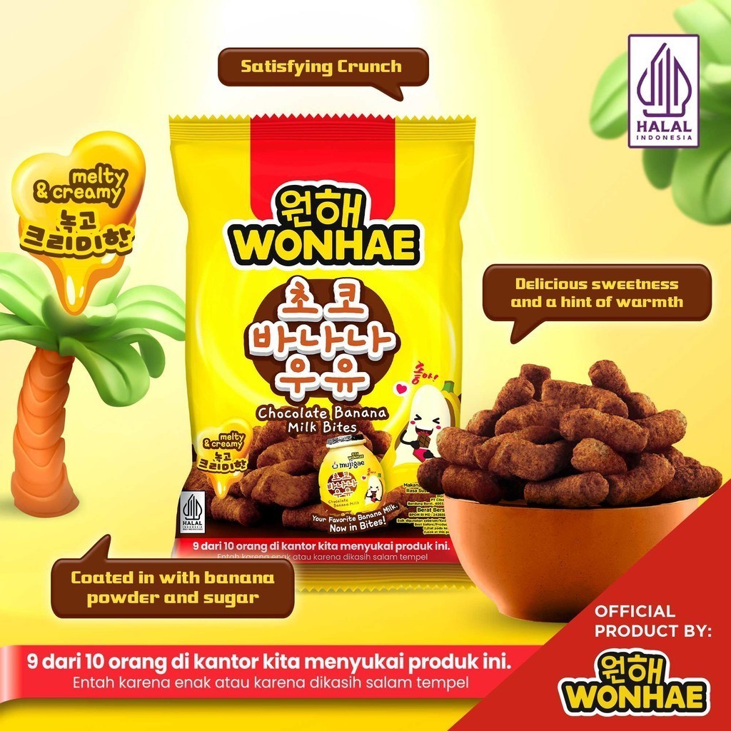 Jual Banana Milk Bites Chocolate 60 gr Wonhae/ Snack Susu Pisang ...