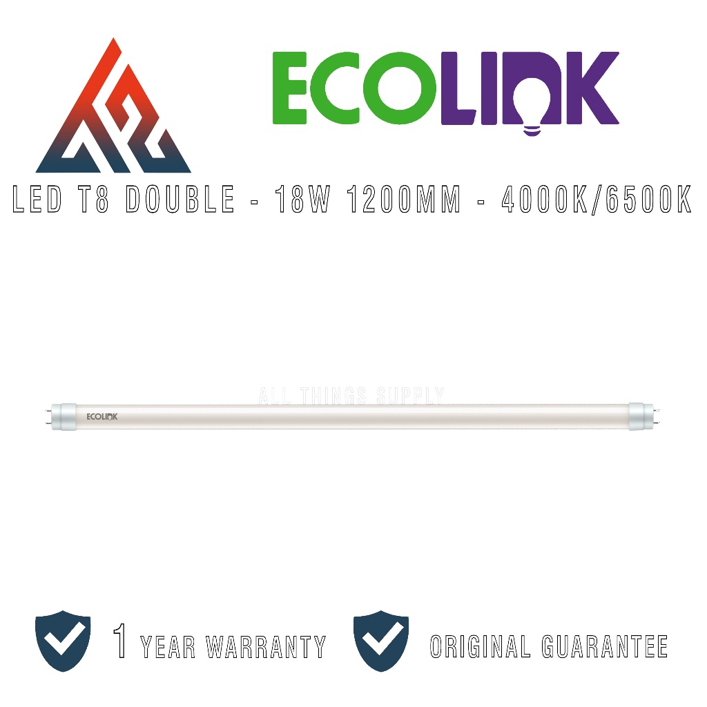Jual Lampu TL LED Tube DE Ecolink T8 18 Watt 1200mm 18W 18Watt Double ...