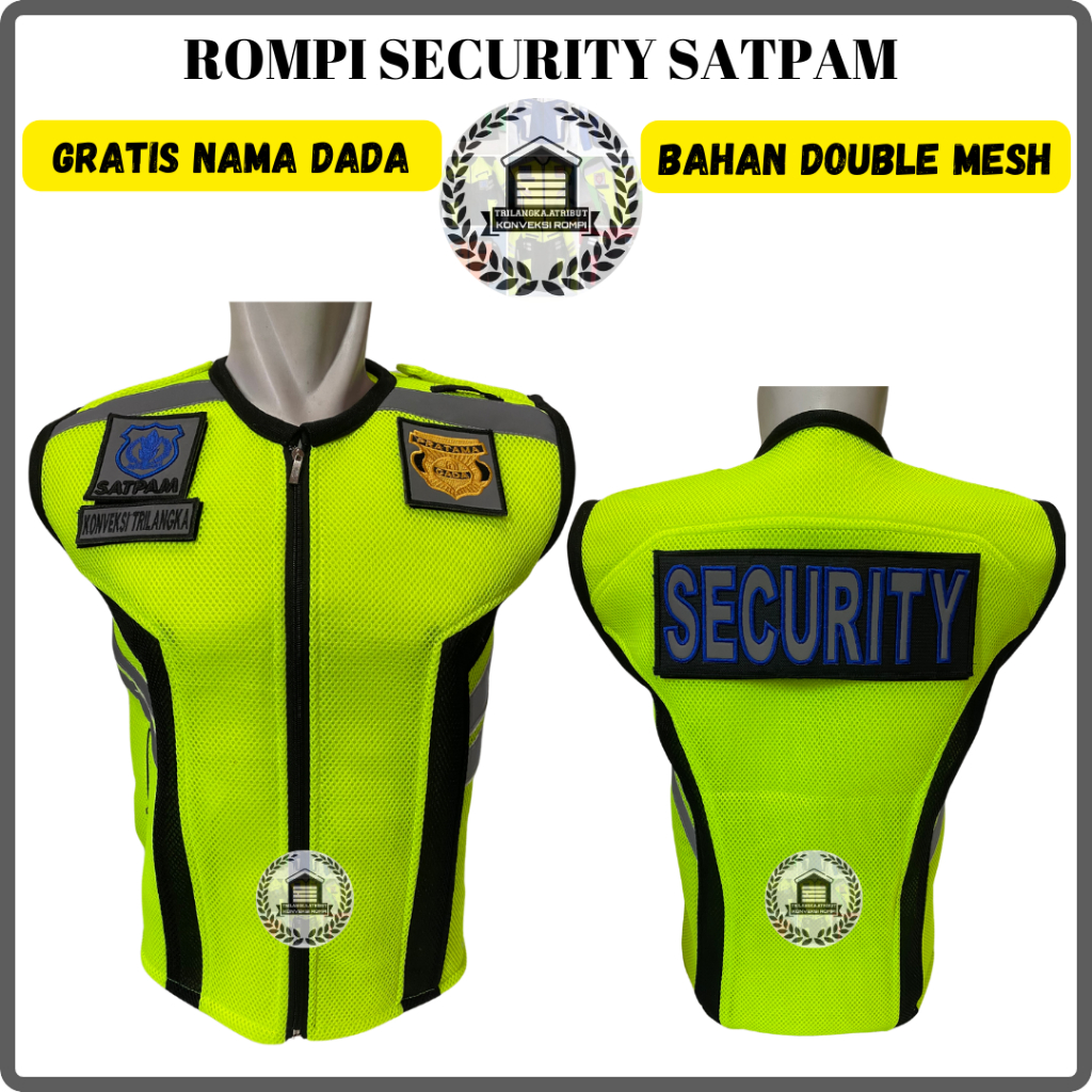 Jual Free Nama Dada Rompi Security Satpam Tebal Model Pembagian Jatah ...