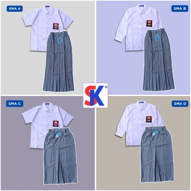 Jual Stelan Seragam SMA SMK SLTA Putih Abu Abu Untuk Putri / 1 Stel ...