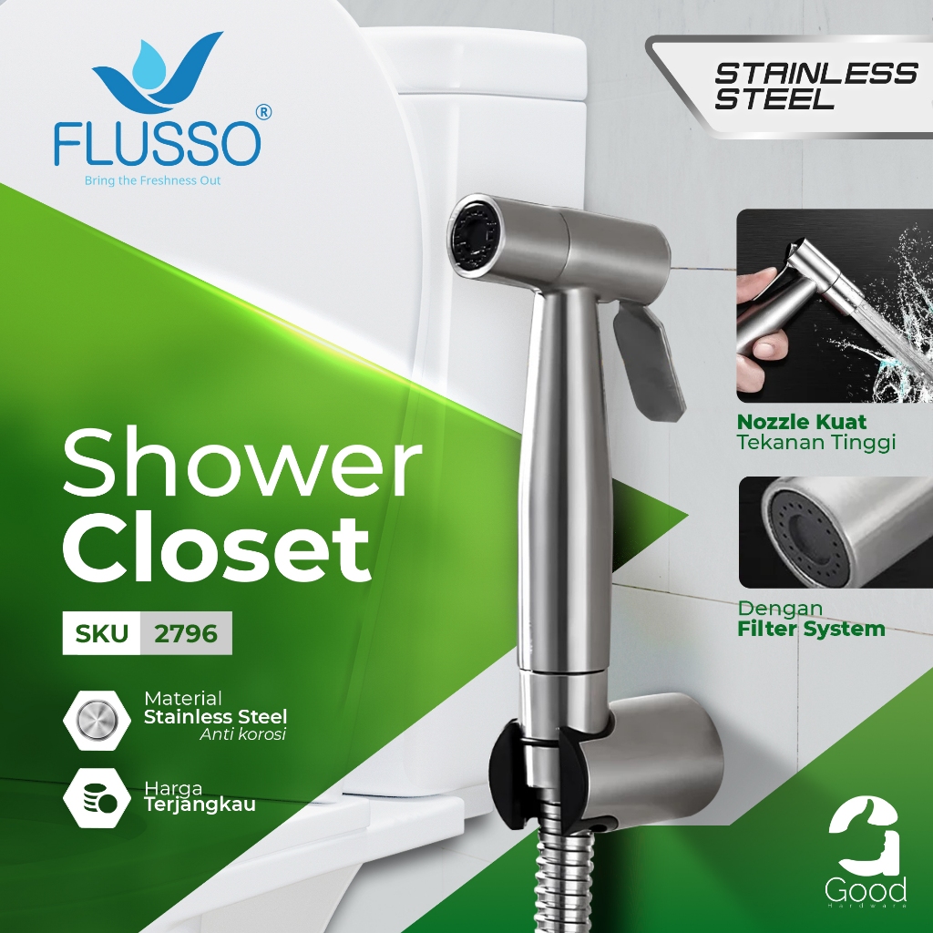Jual Flusso Jet Shower Closet Duduk Kamar Mandi Set Selang Bahan ...