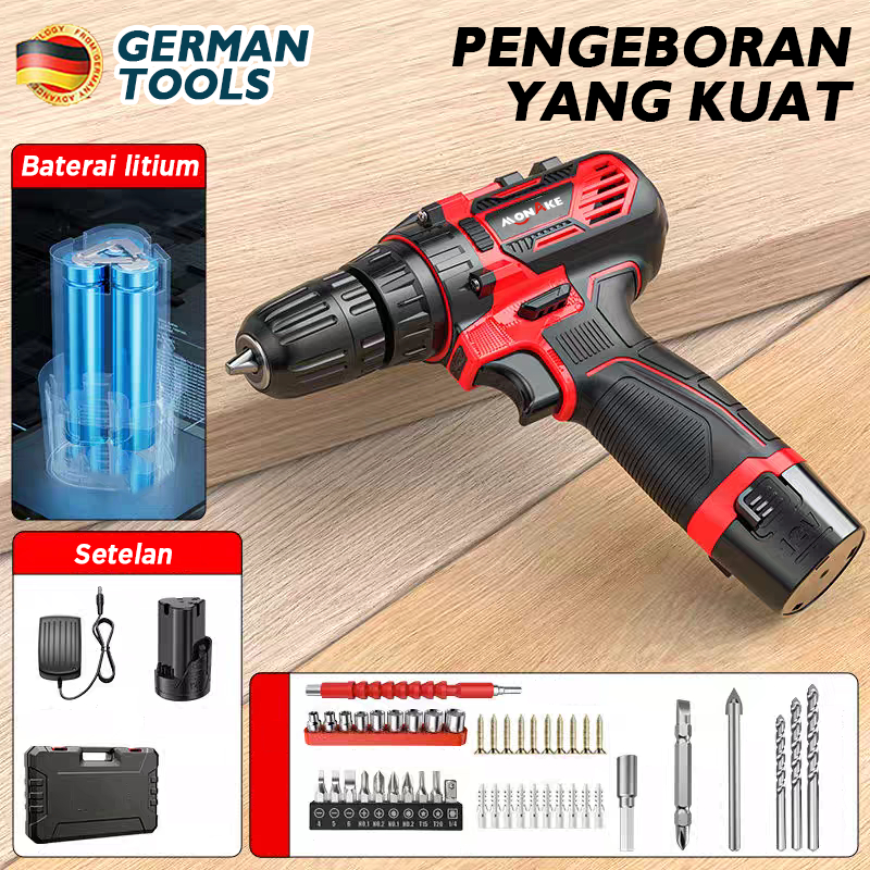 Jual German tools Mesin Bor Listrik Tanpa Kabel Impact Drill 12S/12V ...
