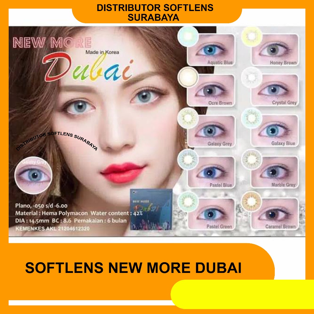 Jual Softlens NEW MORE DUBAI 14,5 MM Brown Normal dan Minus (-0.50 S/D ...