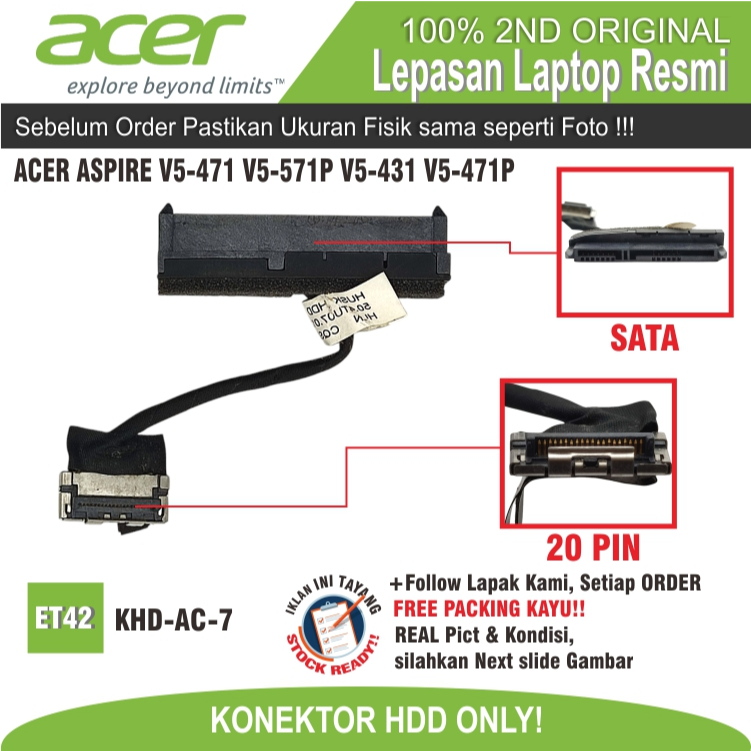 Jual ET42 KHD-AC-7 KABEL KONEKTOR HARDISK LAPTOP ACER ASPIRE V5-471 V5-571P V5-431 V5-471P V5 ...