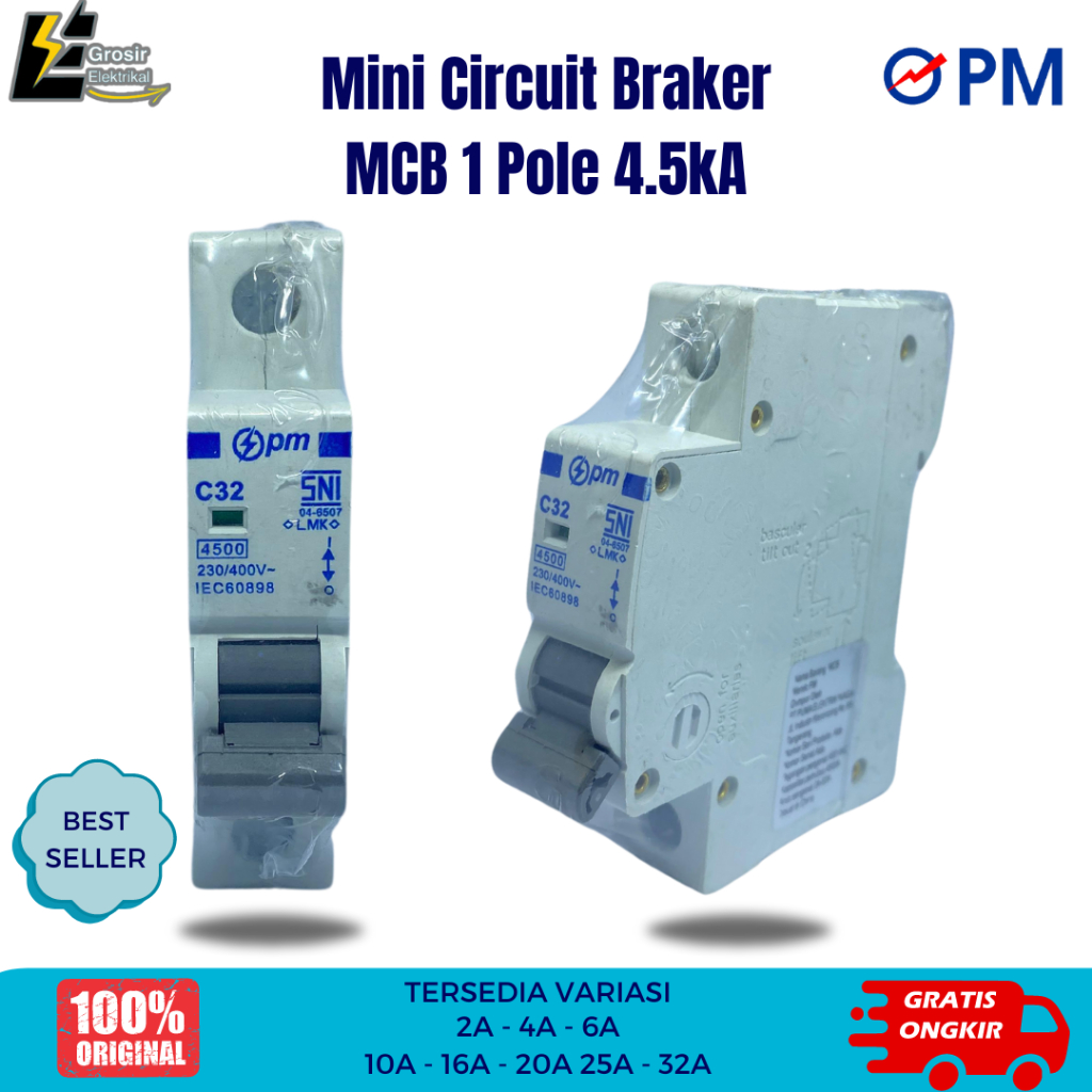 Jual MCB 1 Pole 4A - 50A Brand PM | Shopee Indonesia