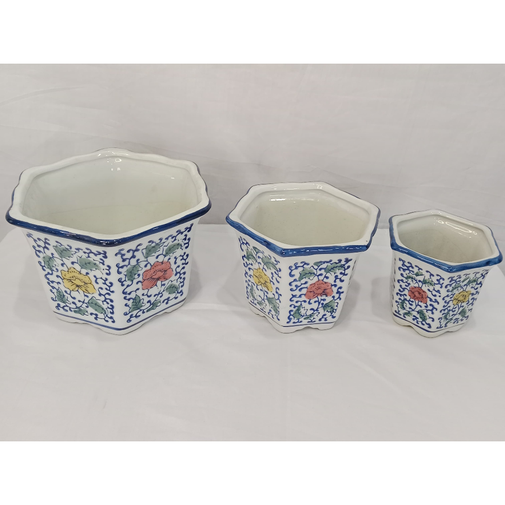 Jual Vase Keramik Cina segi enam ( Termasuk Bubble Wrap 3 Meter ) | Shopee Indonesia