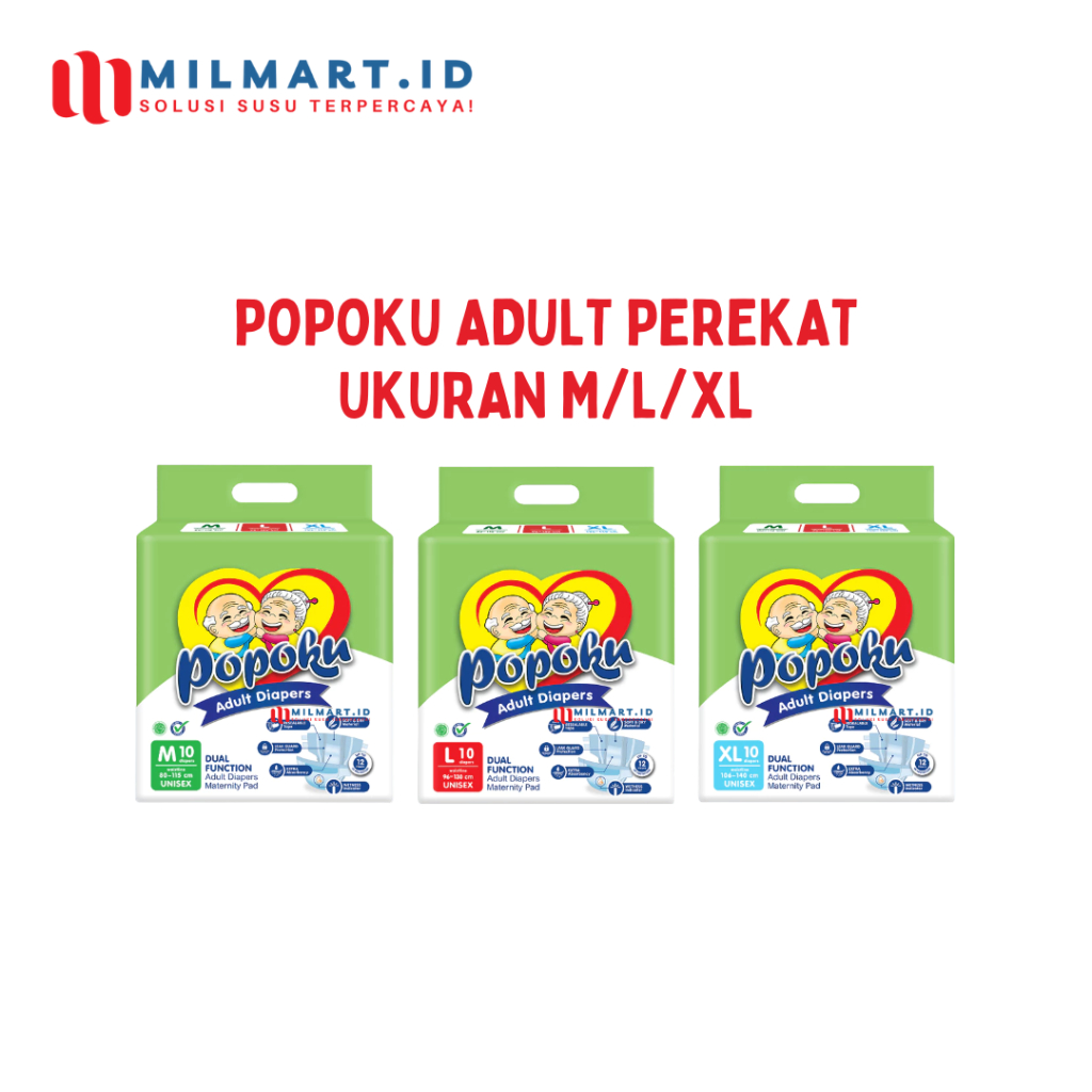 Jual POPOKU ADULT DIAPERS M/L/XL ISI 10 POPOK PEREKAT DEWASA PAMPERS DEWASA | Shopee Indonesia