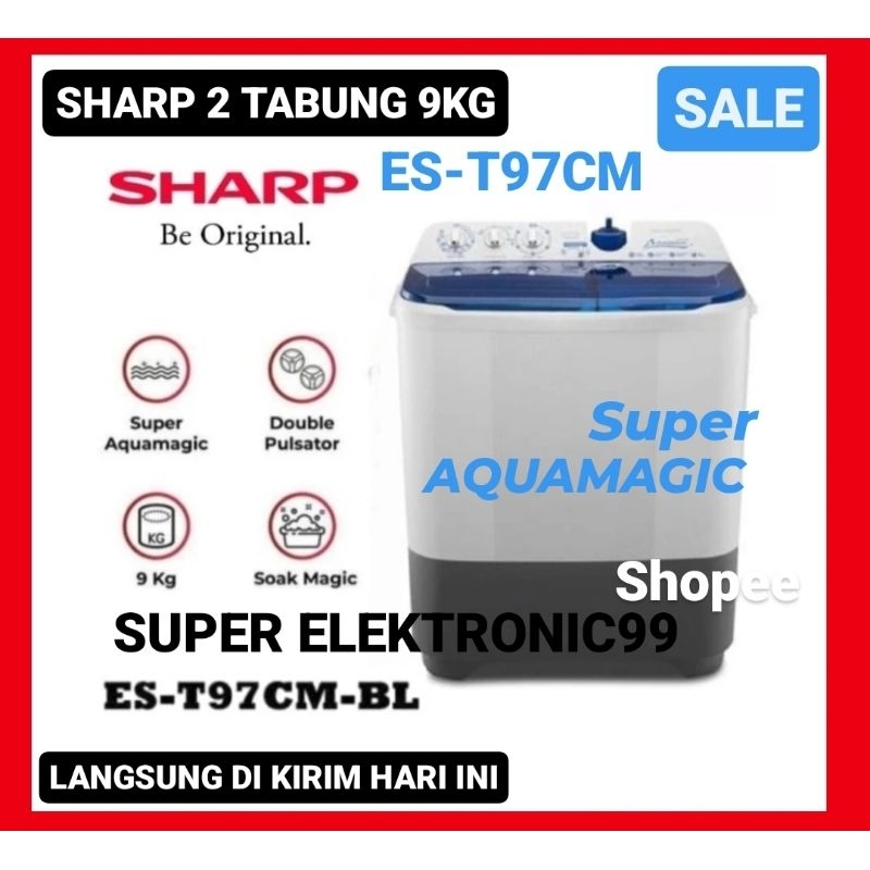 Jual MESIN CUCI SHARP 2 TABUNG 9KG 8KG | Shopee Indonesia
