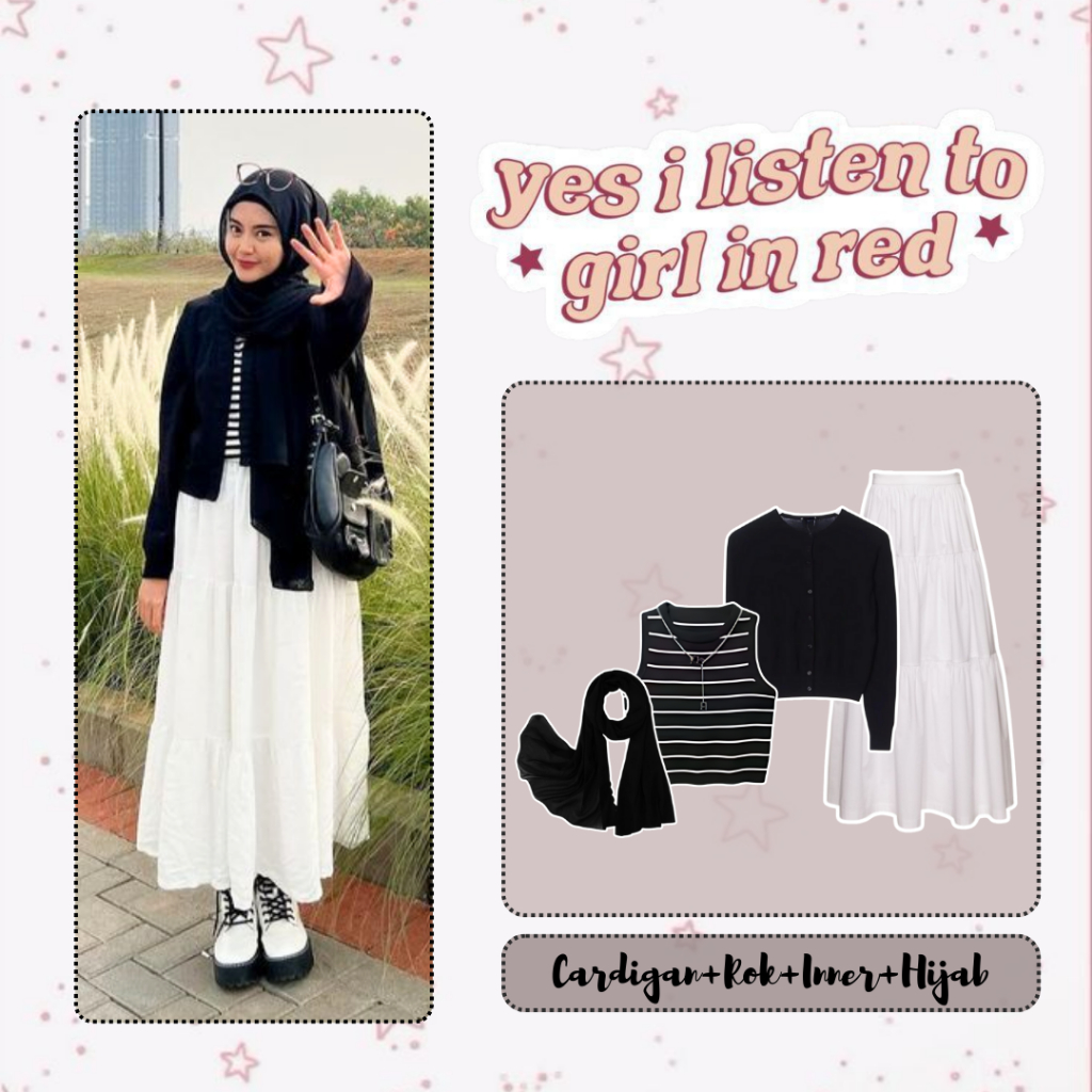 Jual sharenaoutfit - 4 in 1 One Set Hijab Korean Style Outfit Korean ...