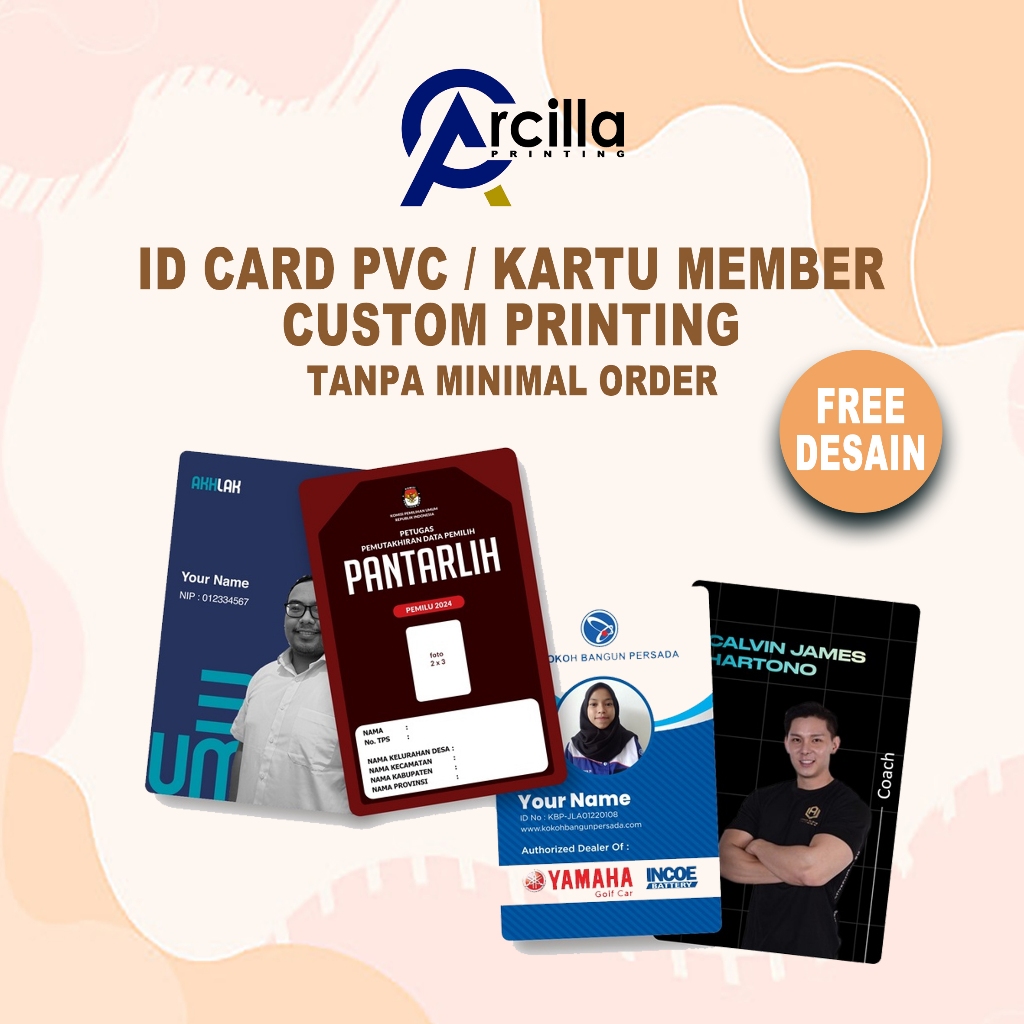 Jual Id Card Member Card PVC 1 sisi Custom siap 1 hari (premium ...