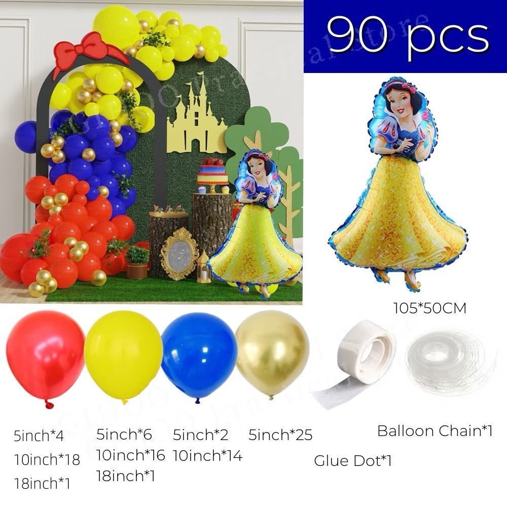 Jual paket balon garland latex mix tema snow white merah biru gold ...